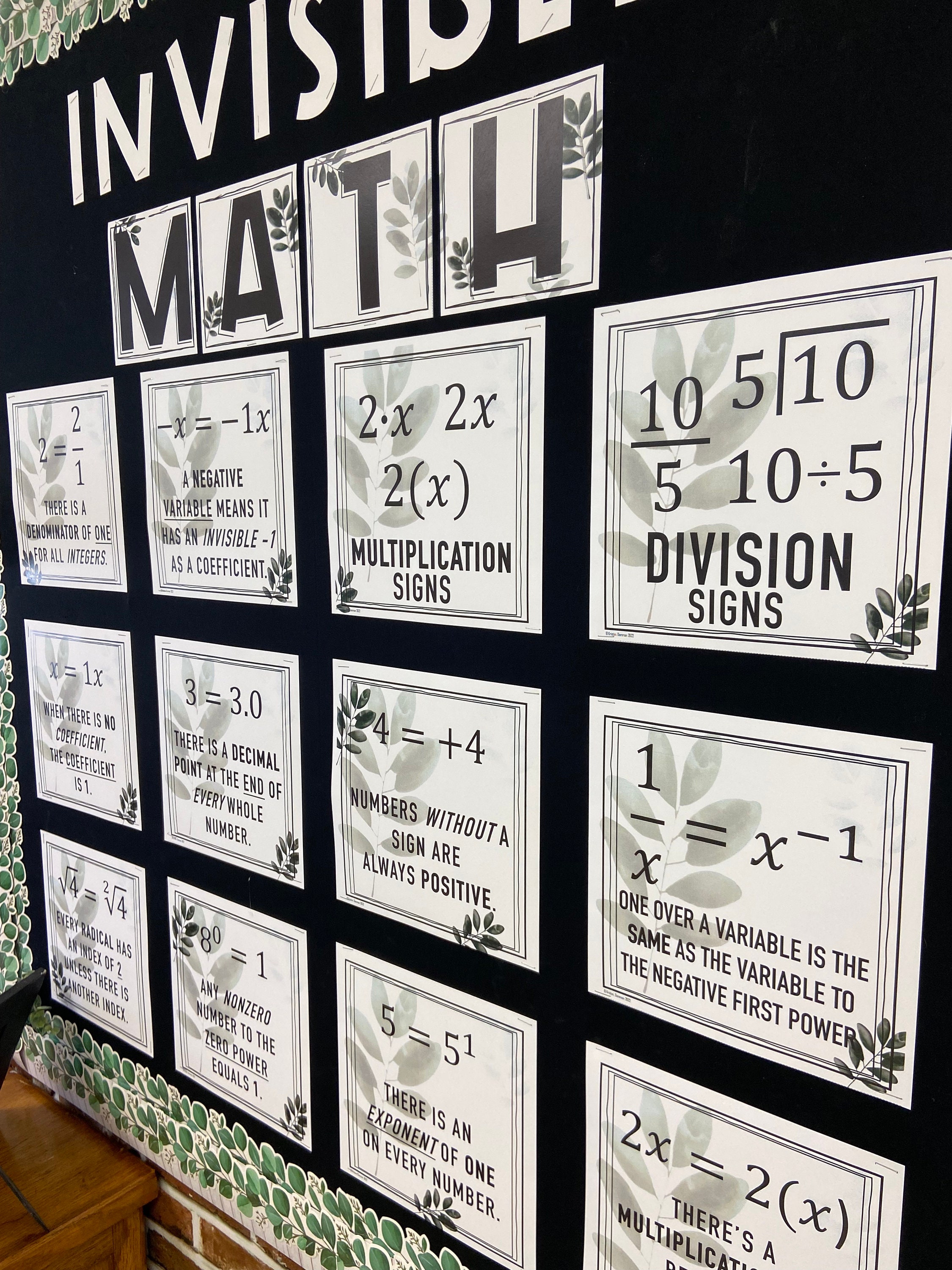 Farmhouse Greenery Invisible Math Bulletin Board - Eucalyptus Classroom ...