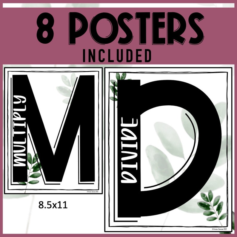 Middle and High School Math Classroom Decorations - Farmhouse Greenery ...