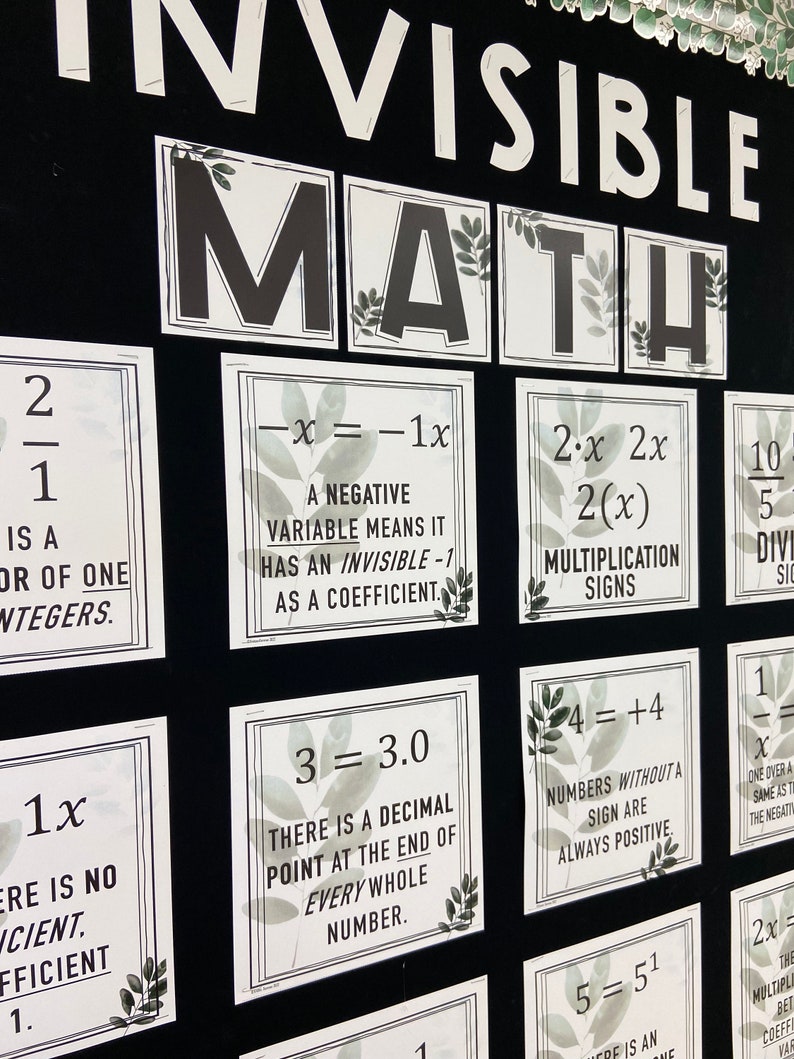 Farmhouse Greenery Invisible Math Bulletin Board - Eucalyptus Classroom ...