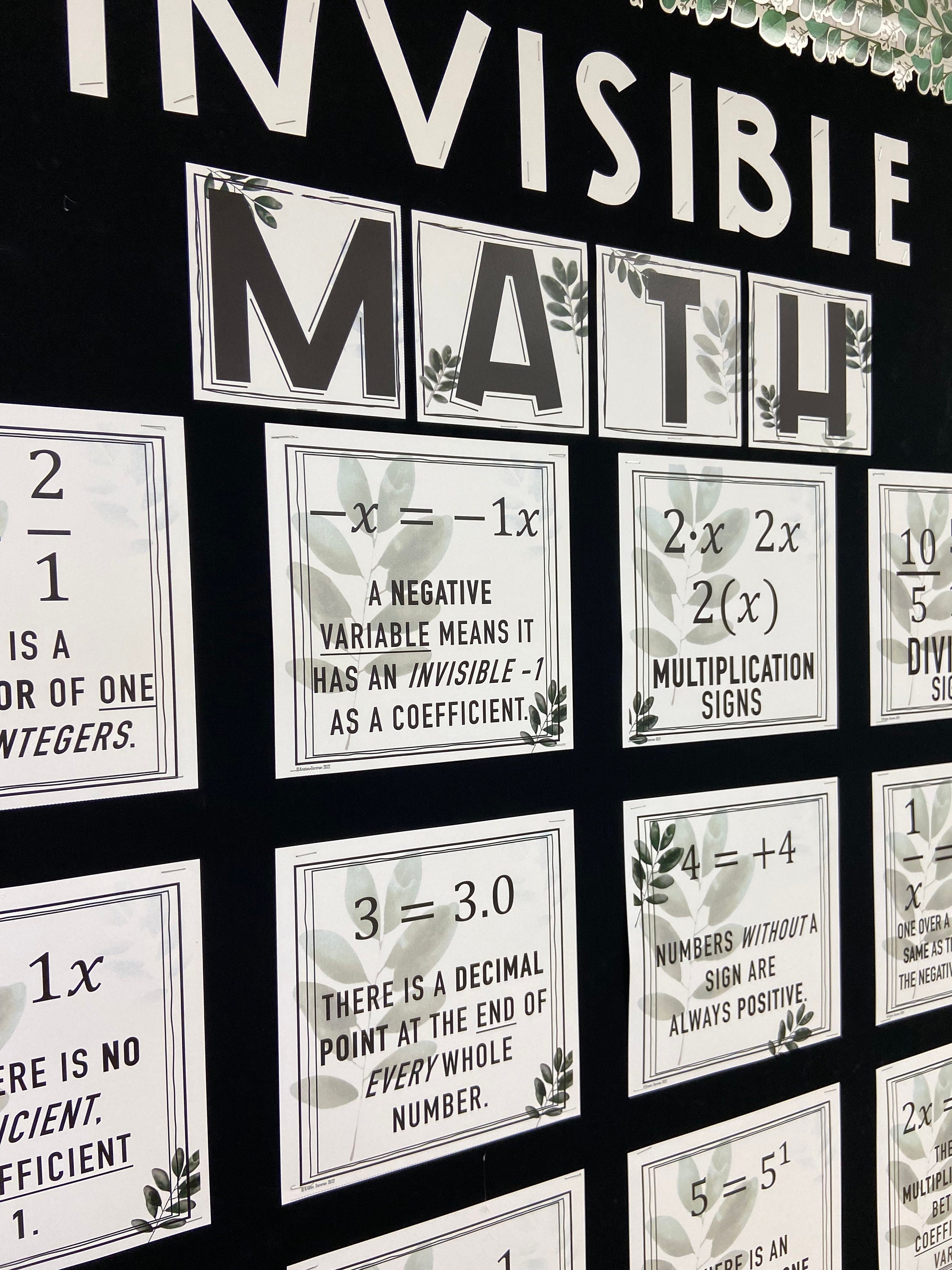 Farmhouse Greenery Invisible Math Bulletin Board - Eucalyptus Classroom ...