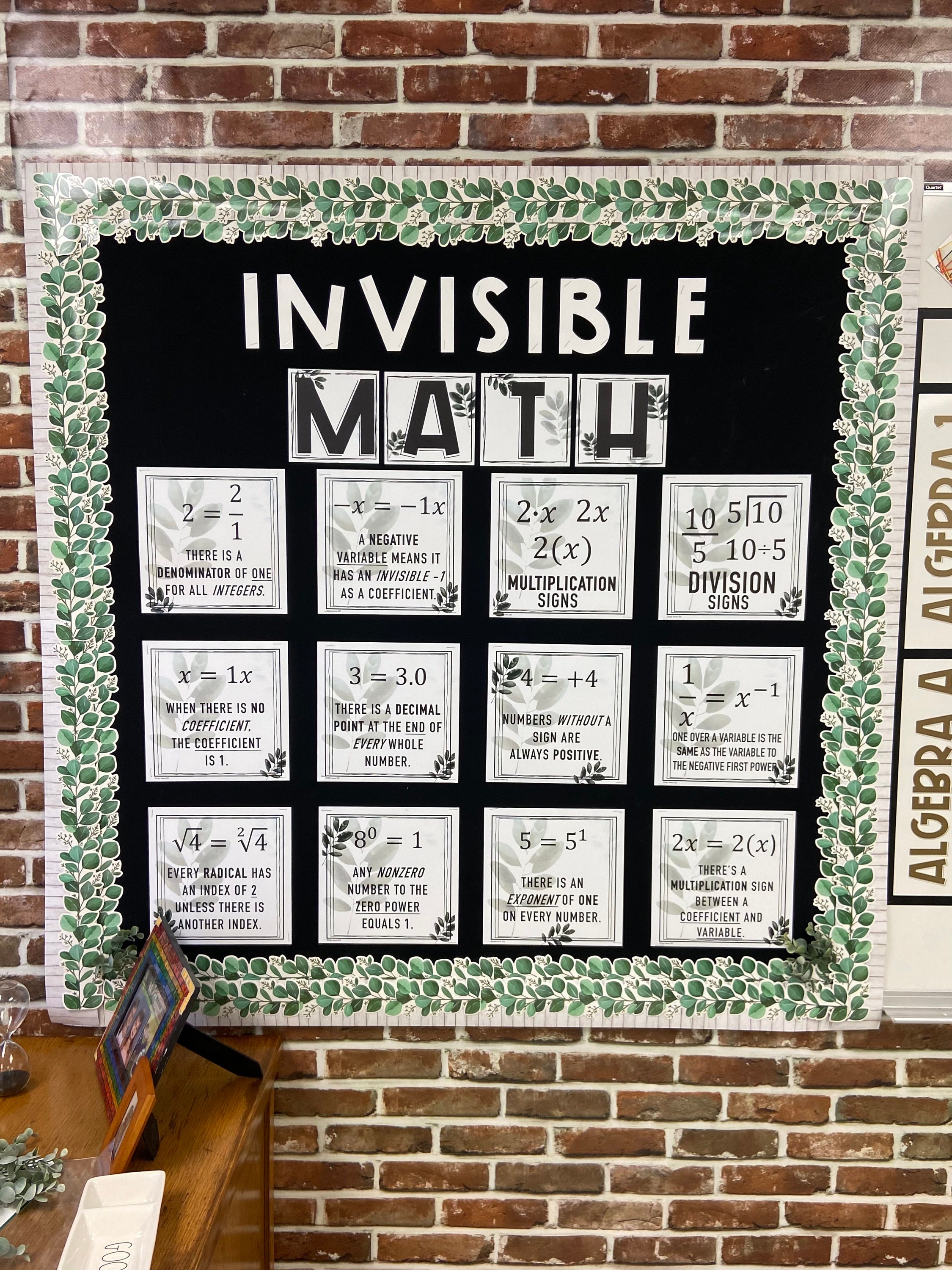 Farmhouse Greenery Invisible Math Bulletin Board - Eucalyptus Classroom ...