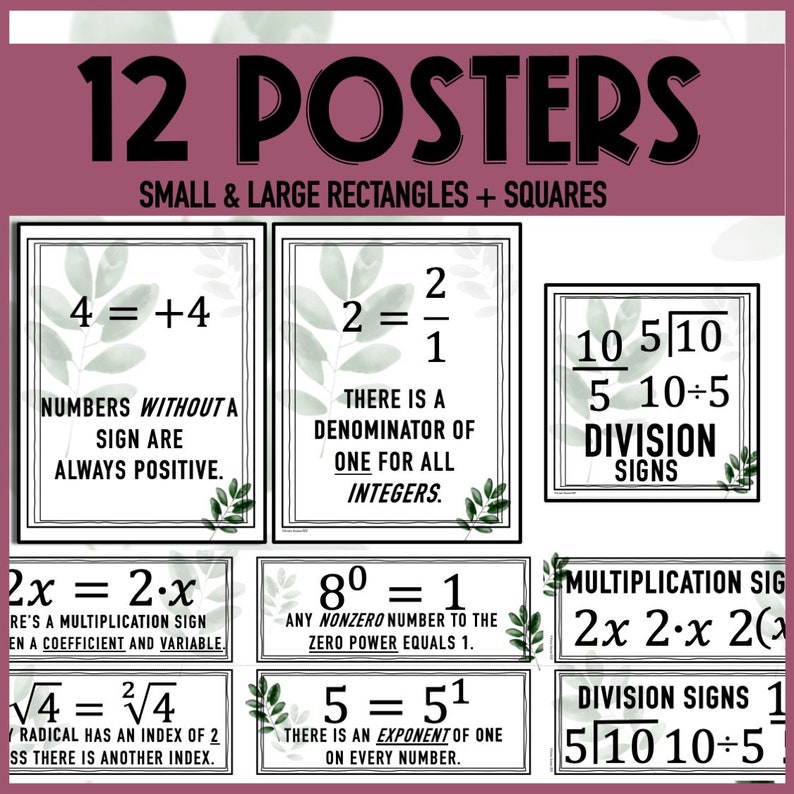 Middle and High School Math Classroom Decorations - Farmhouse Greenery ...