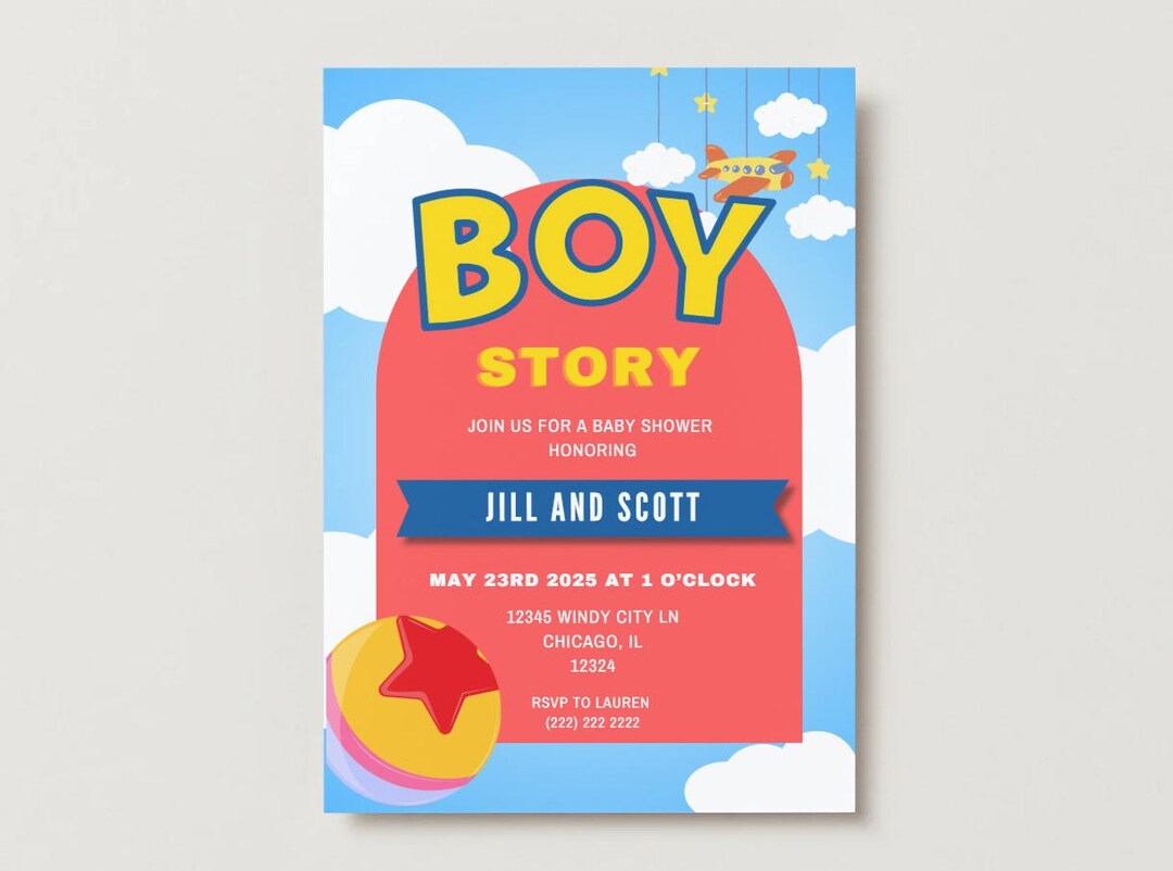 Boy Story Baby Shower Invitation, Baby Shower, Boy Baby Shower ...