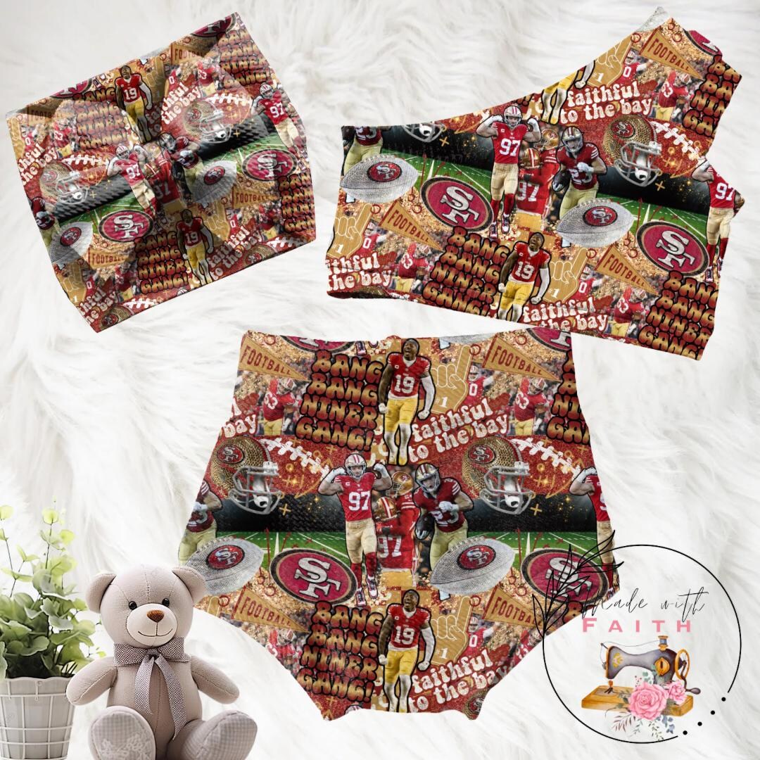 49ers Scrap Overalls , Bummies and Head Wrap - Etsy