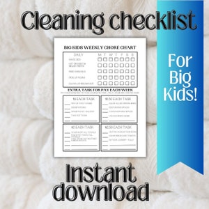 Kids Chore Chart Cleaning Checklist Kids Daily Checklist - Etsy