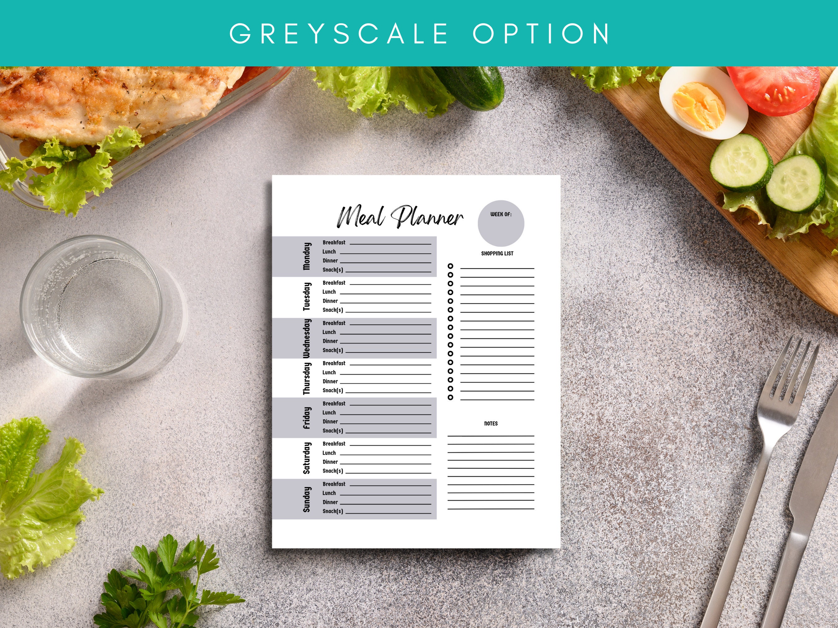 Weekly Meal Planner Printable and Grocery List, Dinner Menu Home ...