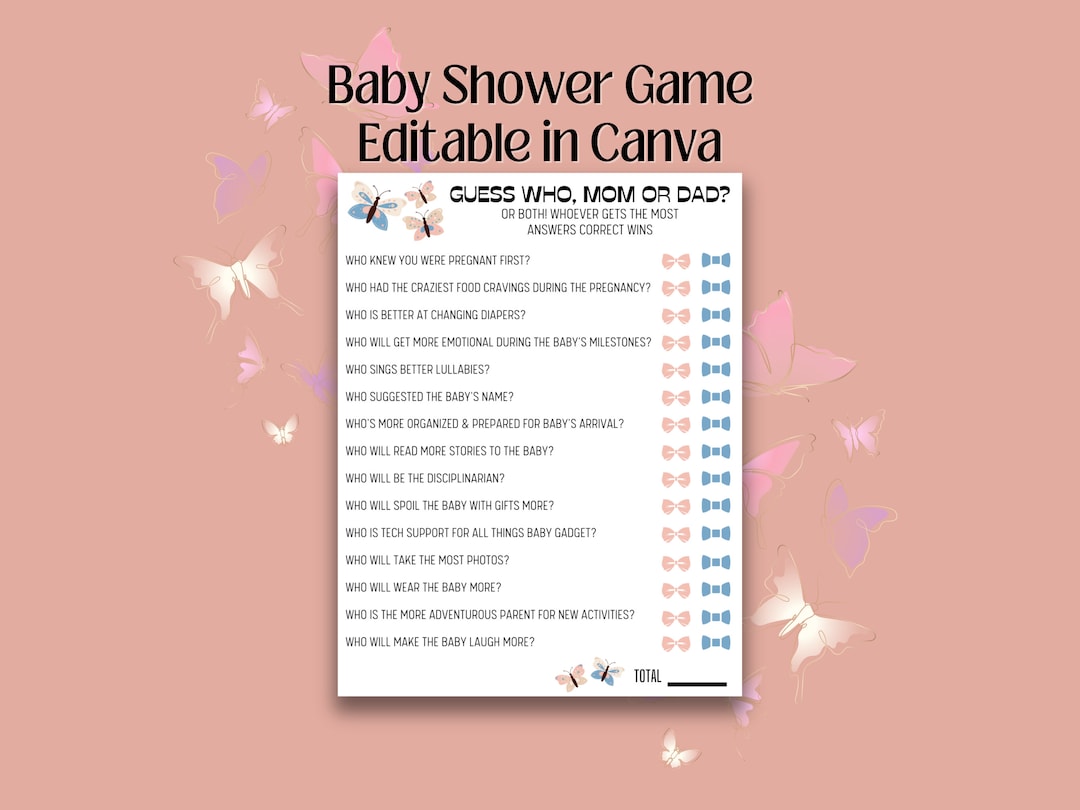 Baby Shower Trivia Game - Instant Printable for Gender Reveal and Mommy ...