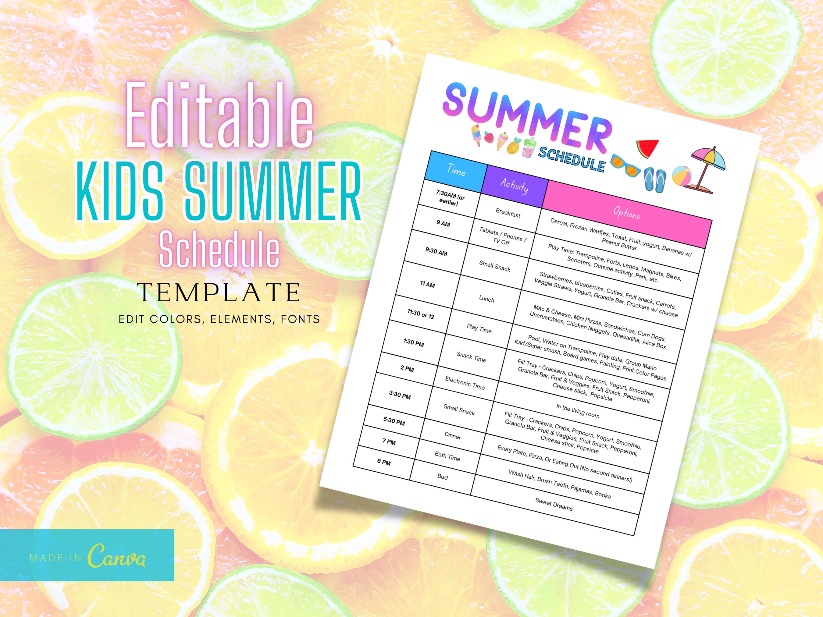 Kids Summer Schedule, Kids Chore Chart, Summer Planner Kids, Summer ...