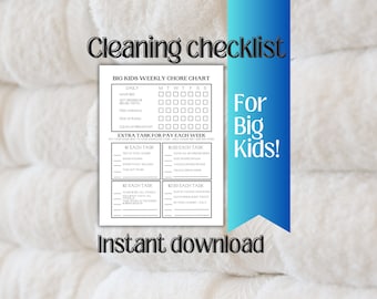 Kids Chore Chart, Cleaning Chart, Daily Checklist, Printable Chore ...