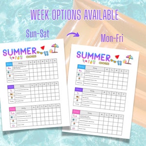 Kids Summer Schedule, Kids Chore Chart, Summer Planner Kids, Summer ...