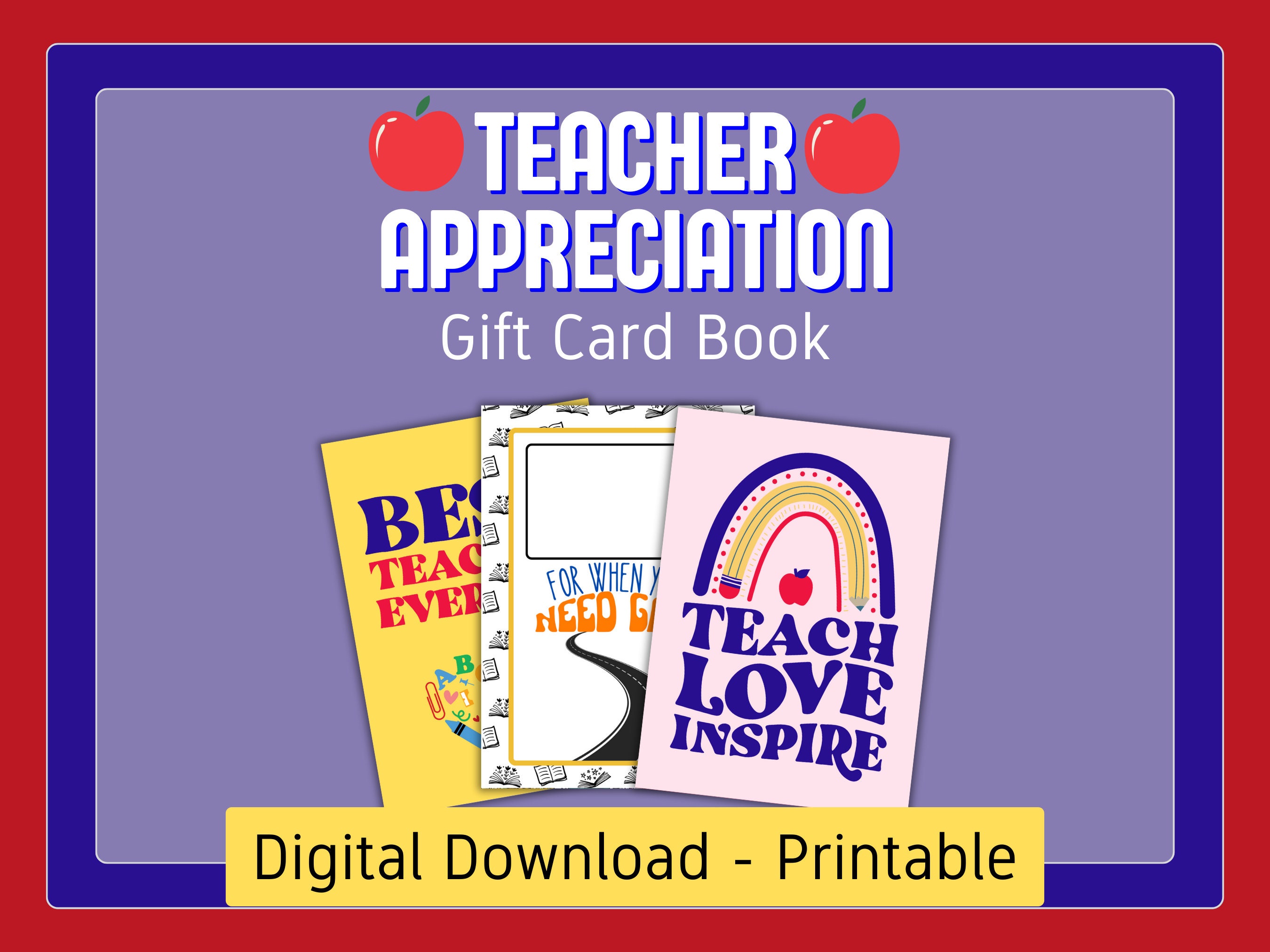 Printable Teacher Appreciation Ideas, Gift Card Holder, Teacher Group ...