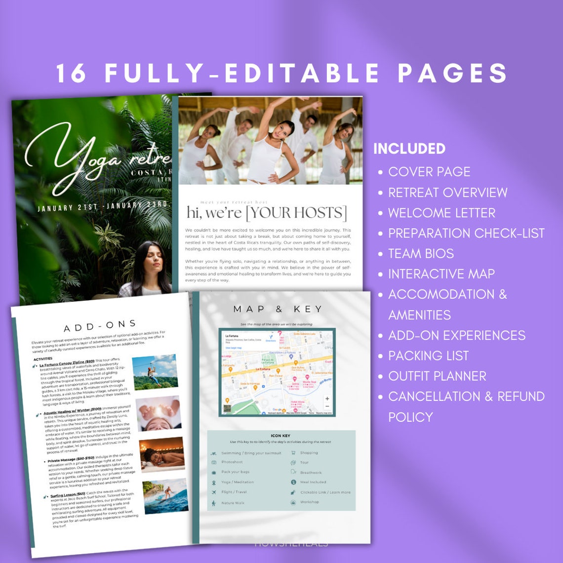 Yoga Retreat Welcome Packet | Fully Customizable & Editable Canva ...