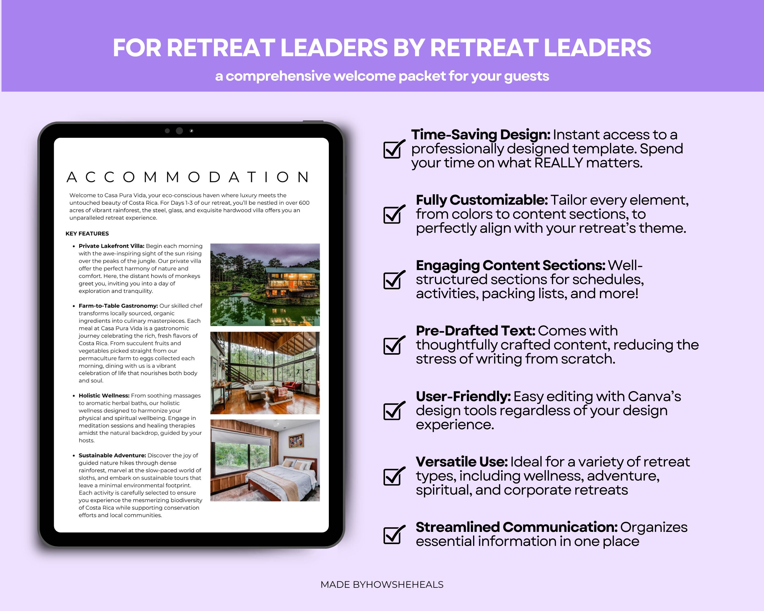 Healing Retreat Welcome Packet | Fully Customizable & Editable Canva ...