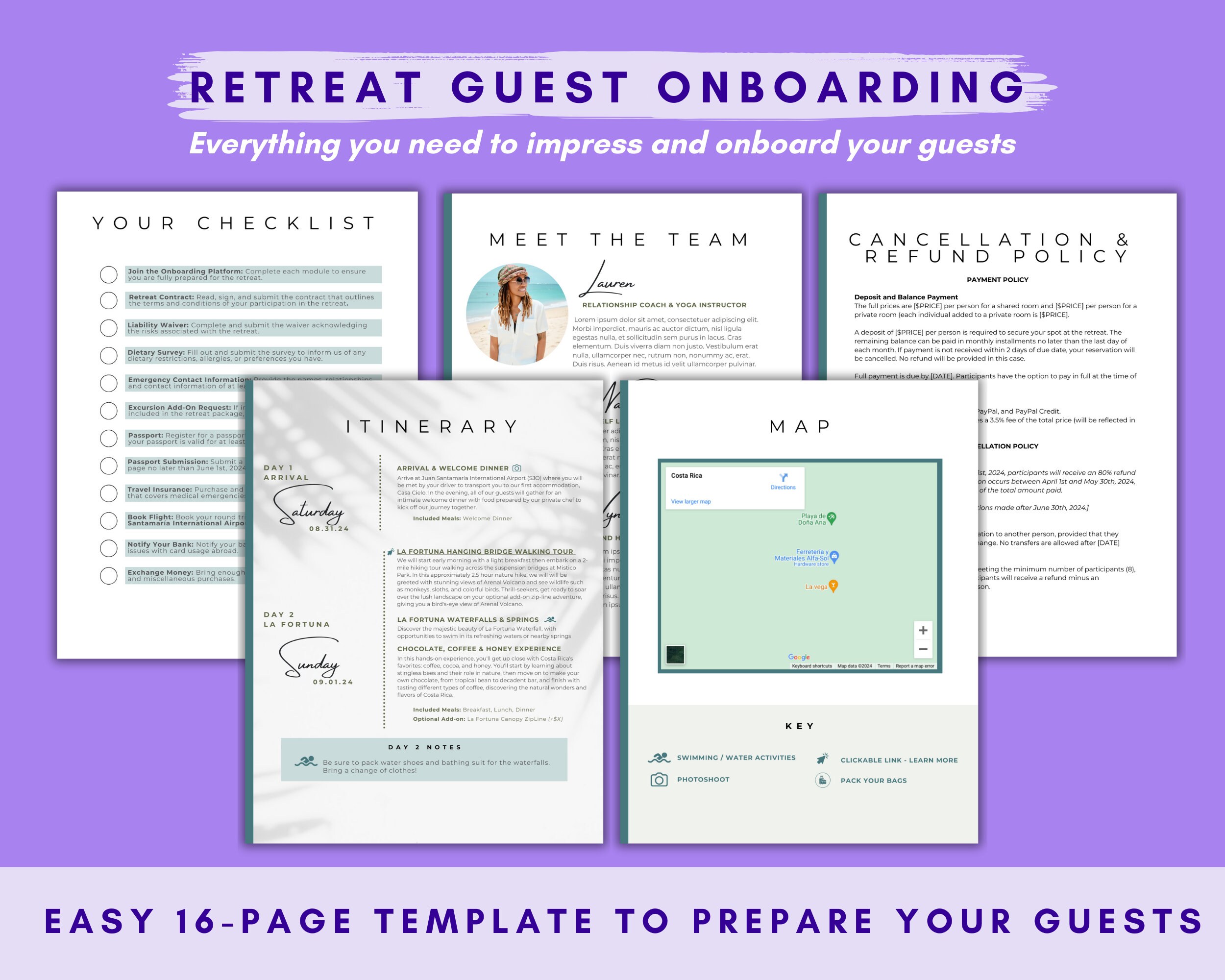 Healing Retreat Welcome Packet | Fully Customizable & Editable Canva ...