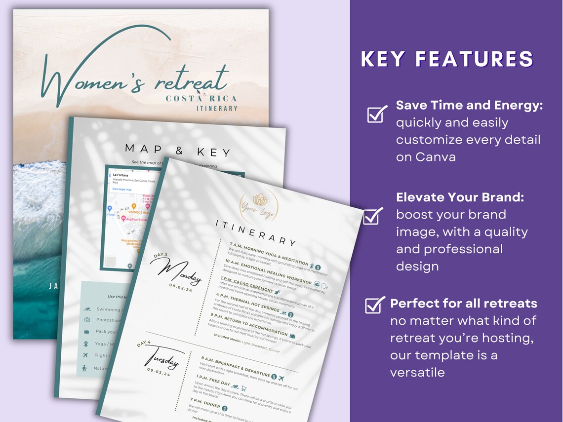 Women's Wellness Retreat Itinerary Template | Canva Customizable Event ...