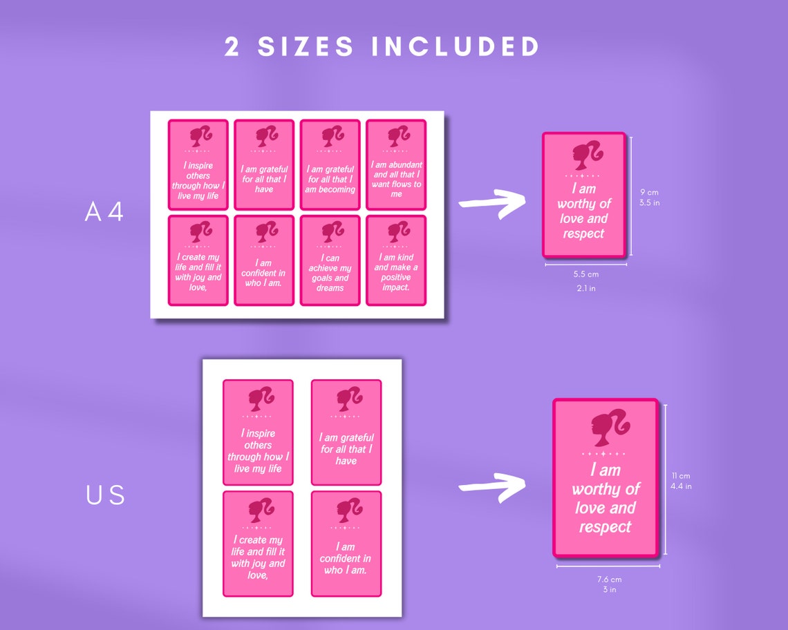 24 Pink Affirmation Cards PRINTABLE With Editable Canva Template Link ...