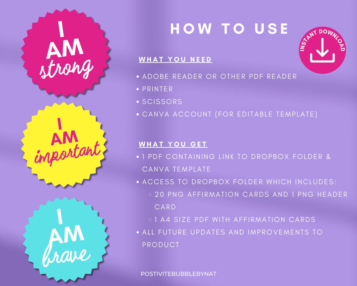 Bright Colors Positive Affirmation Station PRINTABLE + Editable Canva ...