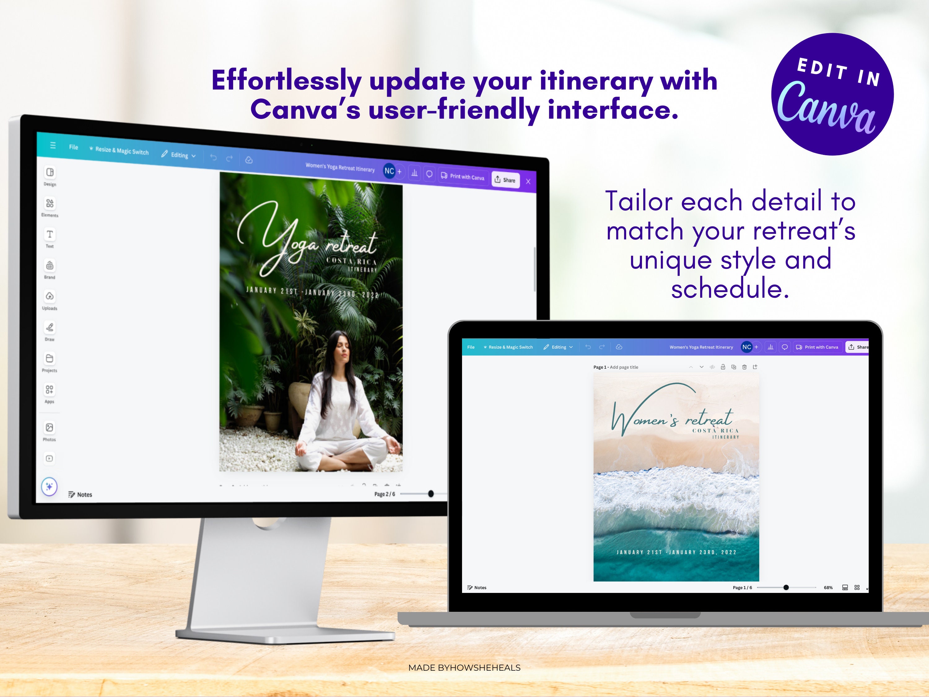 Women's Wellness Retreat Itinerary Template | Canva Customizable Event ...