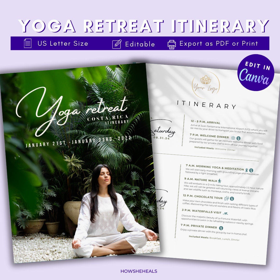 Yoga Retreat Itinerary Template | Canva Customizable Event Schedule ...