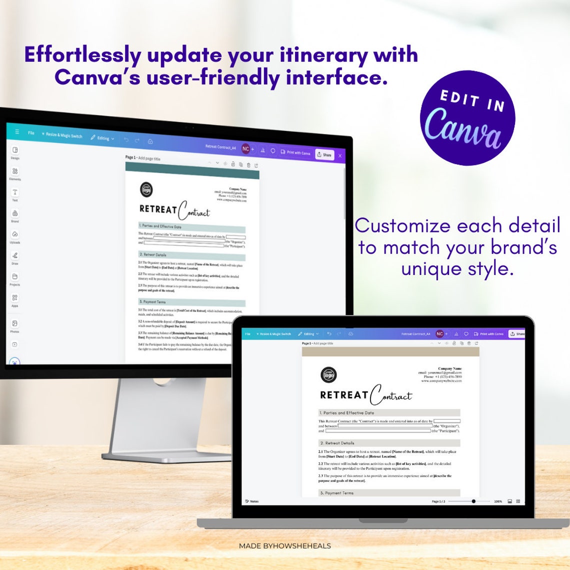 Retreat Contract Agreement Customizable Canva Template for Retreat ...