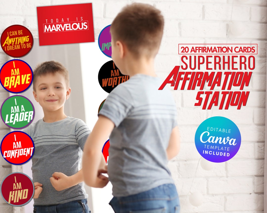 Superhero Positive Affirmation Station PRINTABLE + Editable Canva ...