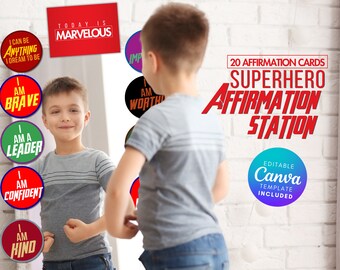 Bright Colors Positive Affirmation Station PRINTABLE + Editable Canva ...