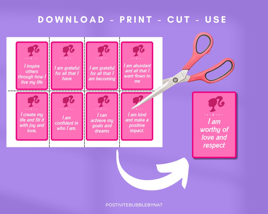 24 Pink Affirmation Cards PRINTABLE With Editable Canva Template Link ...