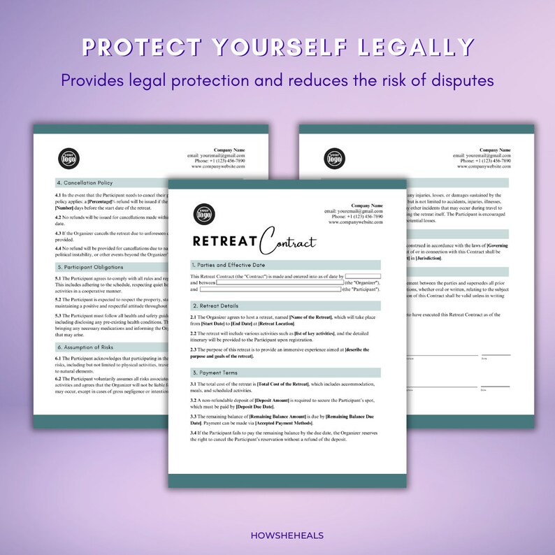 Retreat Contract Agreement | Customizable Canva Template for Retreat ...
