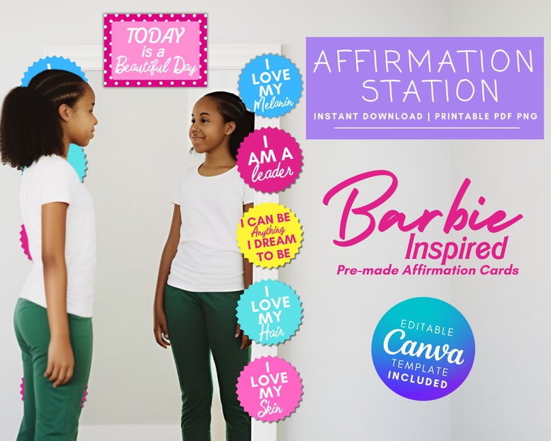 Bright Colors Positive Affirmation Station PRINTABLE + Editable Canva ...