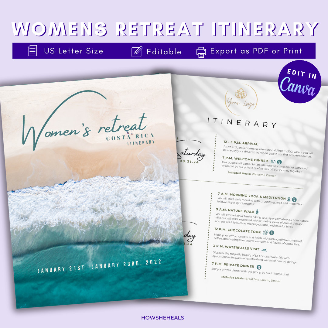 Women's Wellness Retreat Itinerary Template | Canva Customizable Event ...