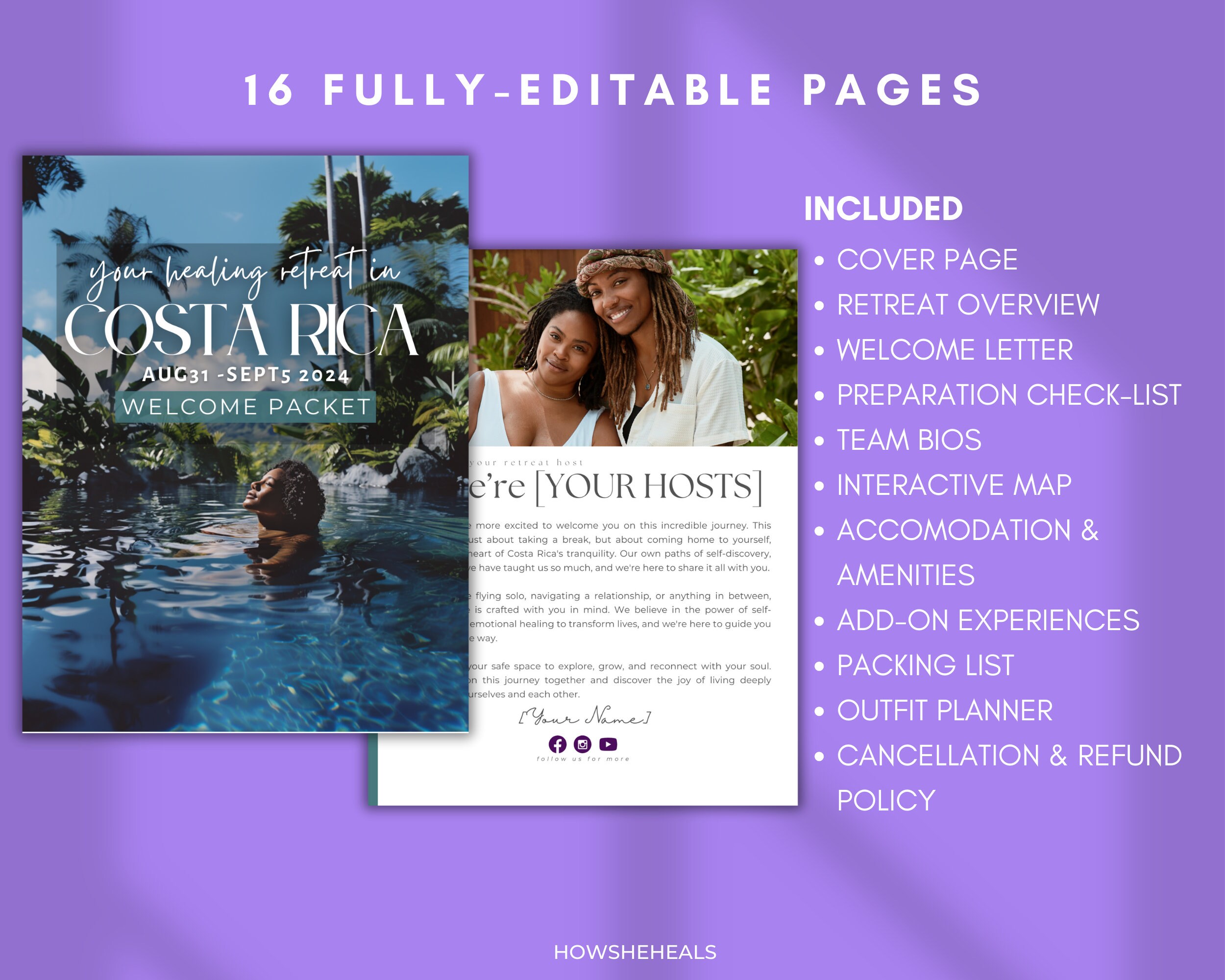 Healing Retreat Welcome Packet | Fully Customizable & Editable Canva ...