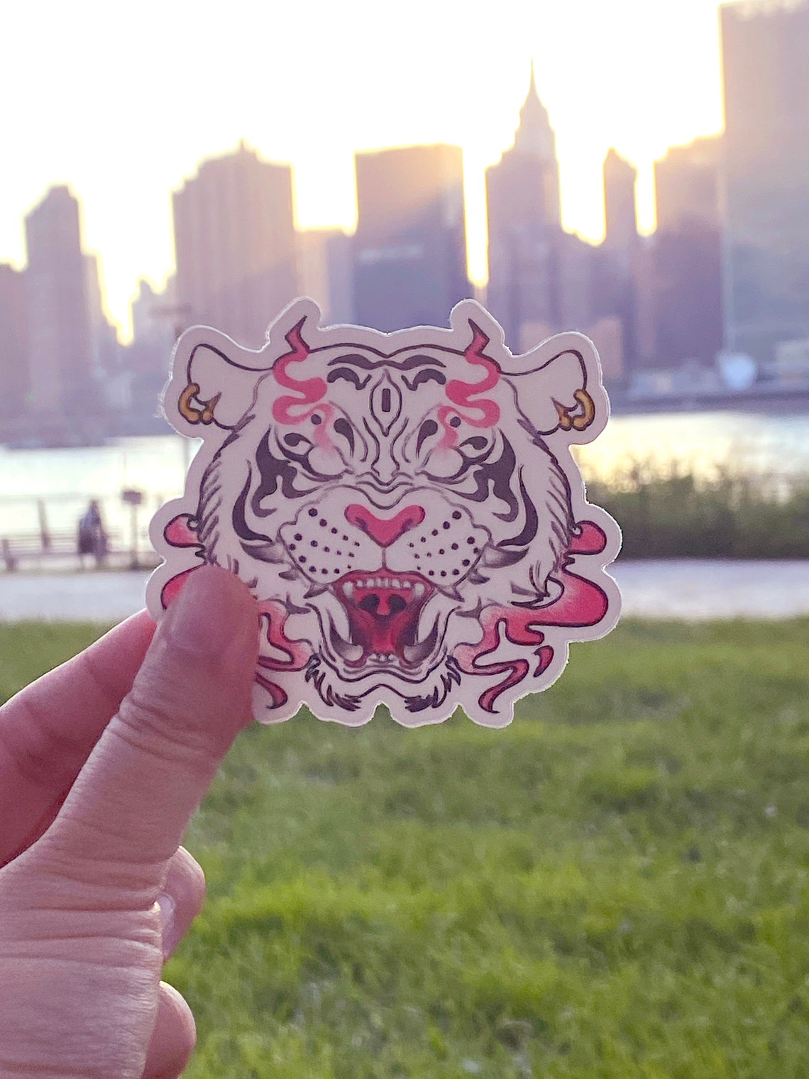 Fierce White Tiger Sticker – Glossy Finish | Bold Animal Design for ...