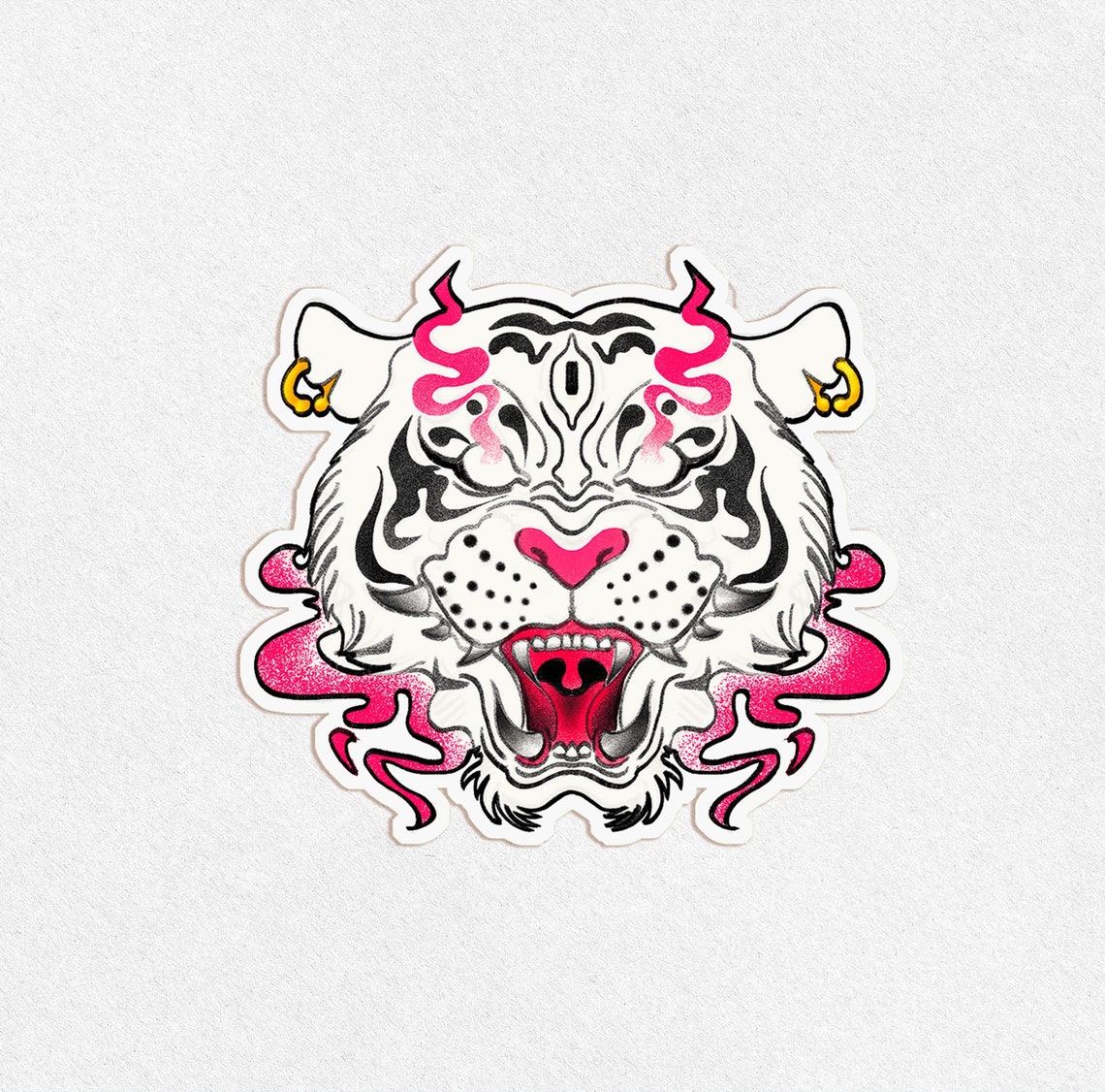 Fierce White Tiger Sticker – Glossy Finish | Bold Animal Design for ...