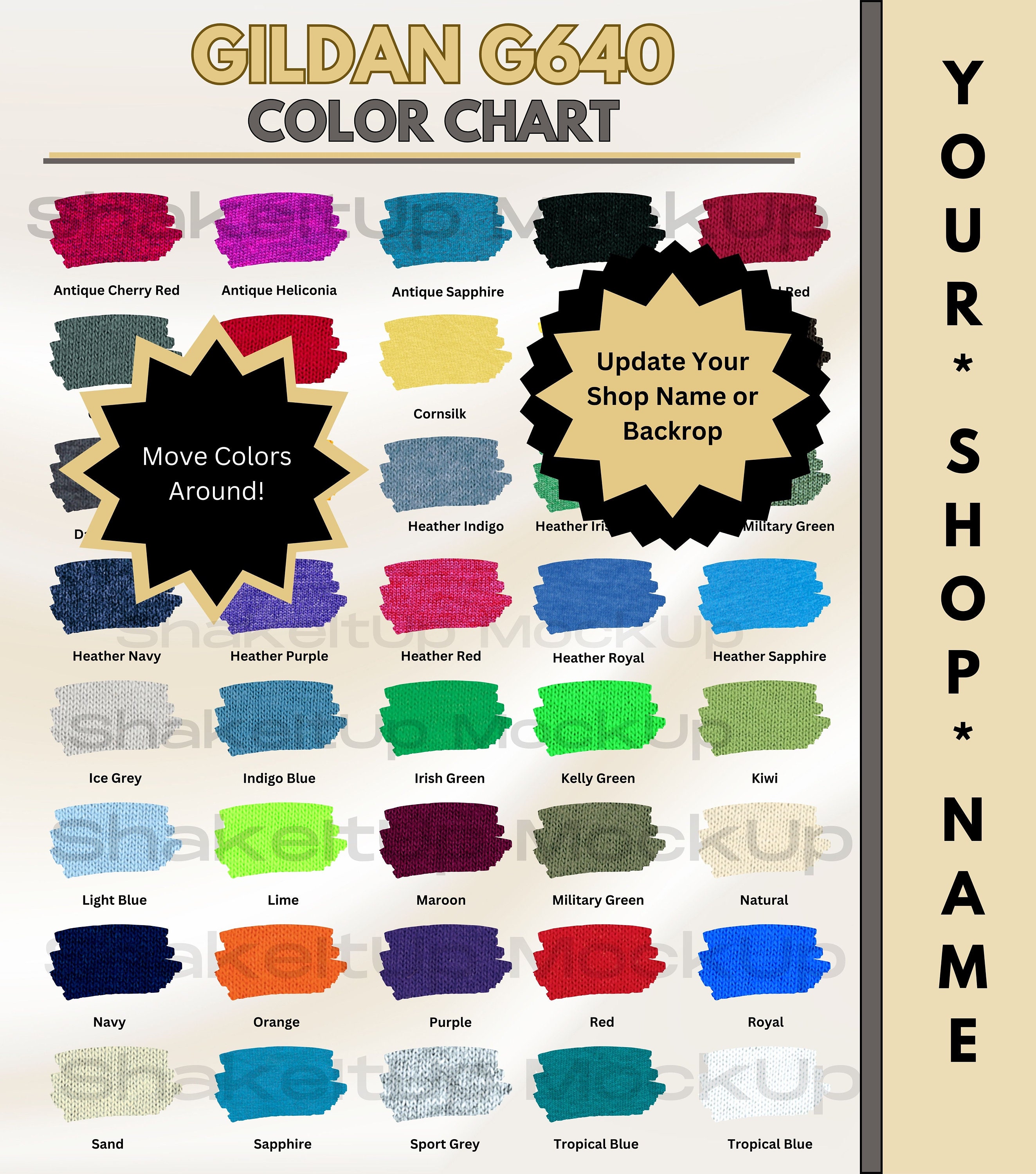 G640 Color Chart Heather Color Chart G640 Solid Color Chart - Etsy Canada