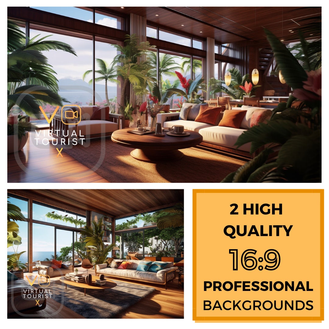 Zoom Tropical Getaway Background Backdrop Zoom Virtual Background ...