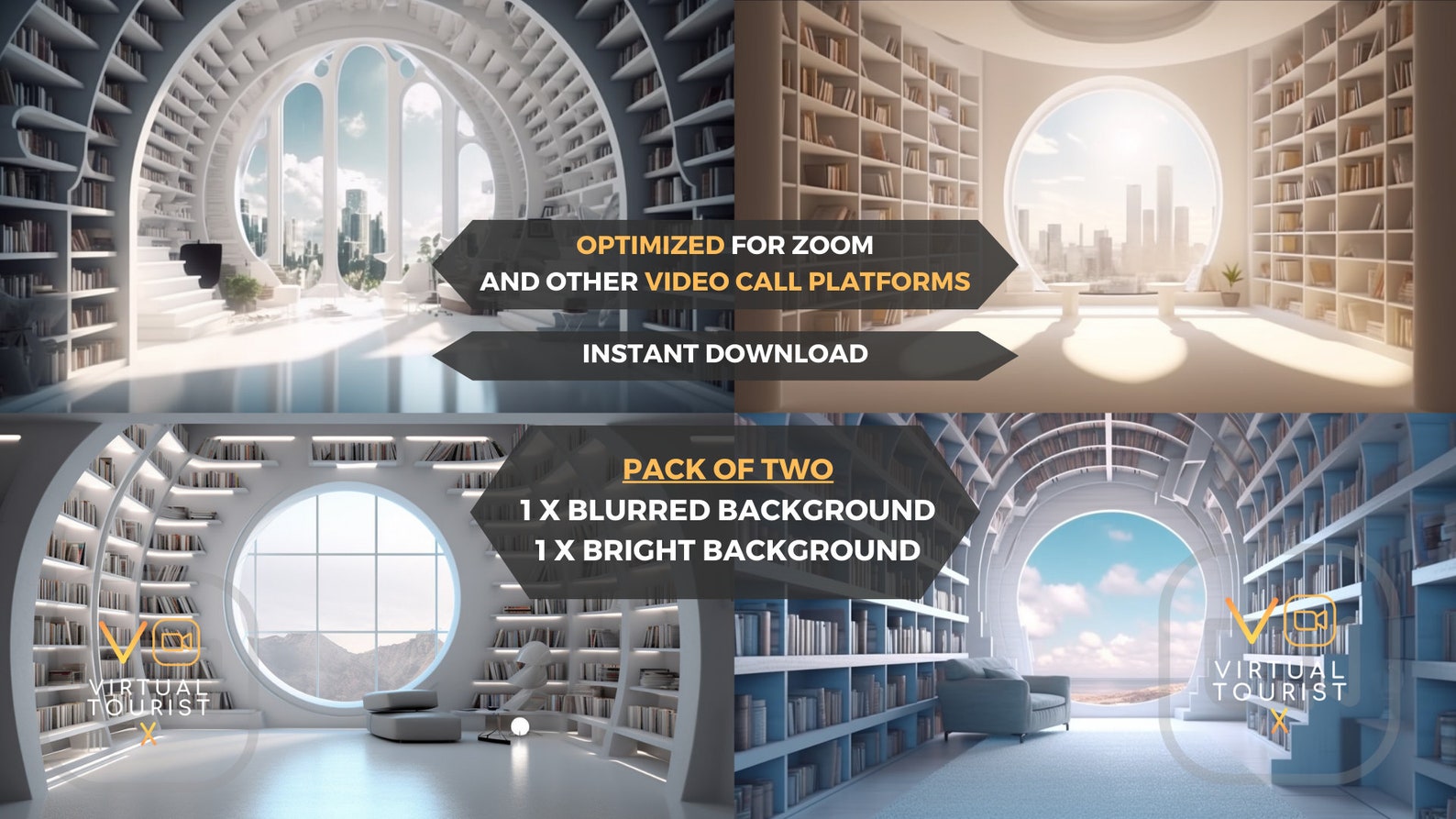 Bookcase | Zoom Virtual Backgrounds | Backdrop | Background Office ...