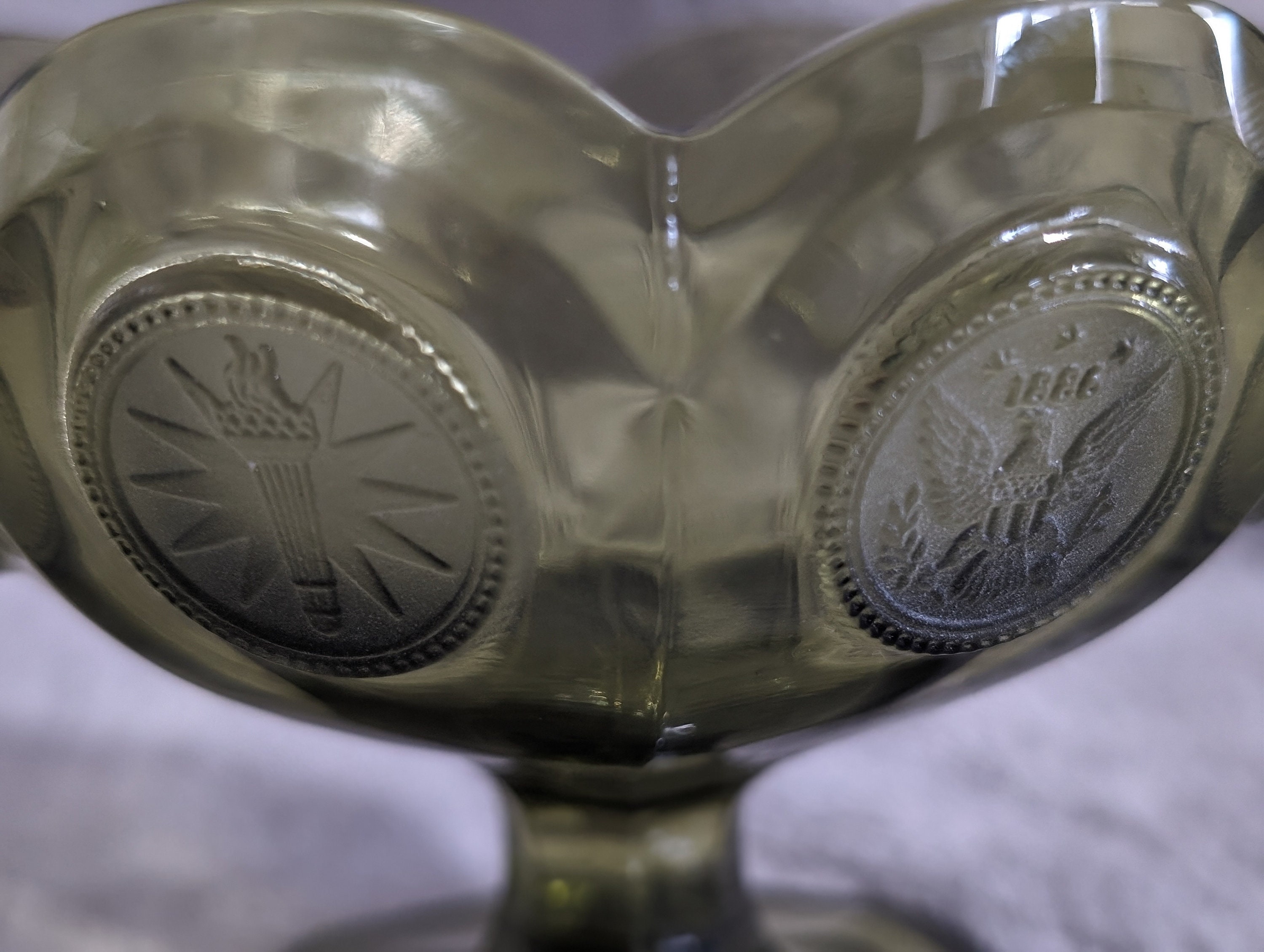 Vintage Fostoria Green Coin Glass Bowl Liberty Bell 1887 - Etsy