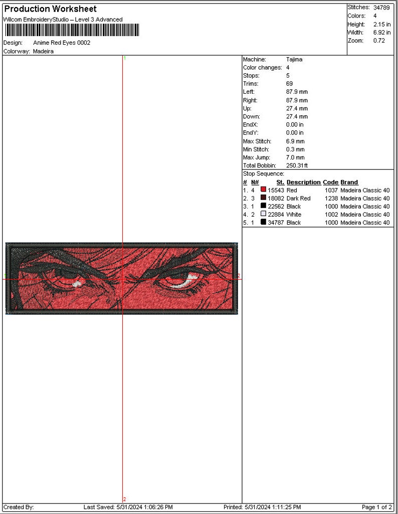 Anime Embroidery Design, Anime Logo, Custom Digitizing, Anime Red Eyes ...