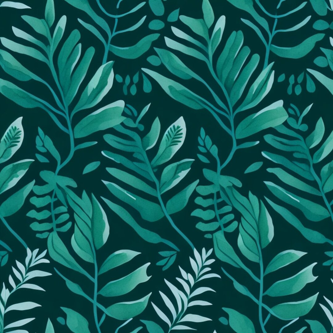 Green Leafy Jungle Seamless Pattern - Etsy