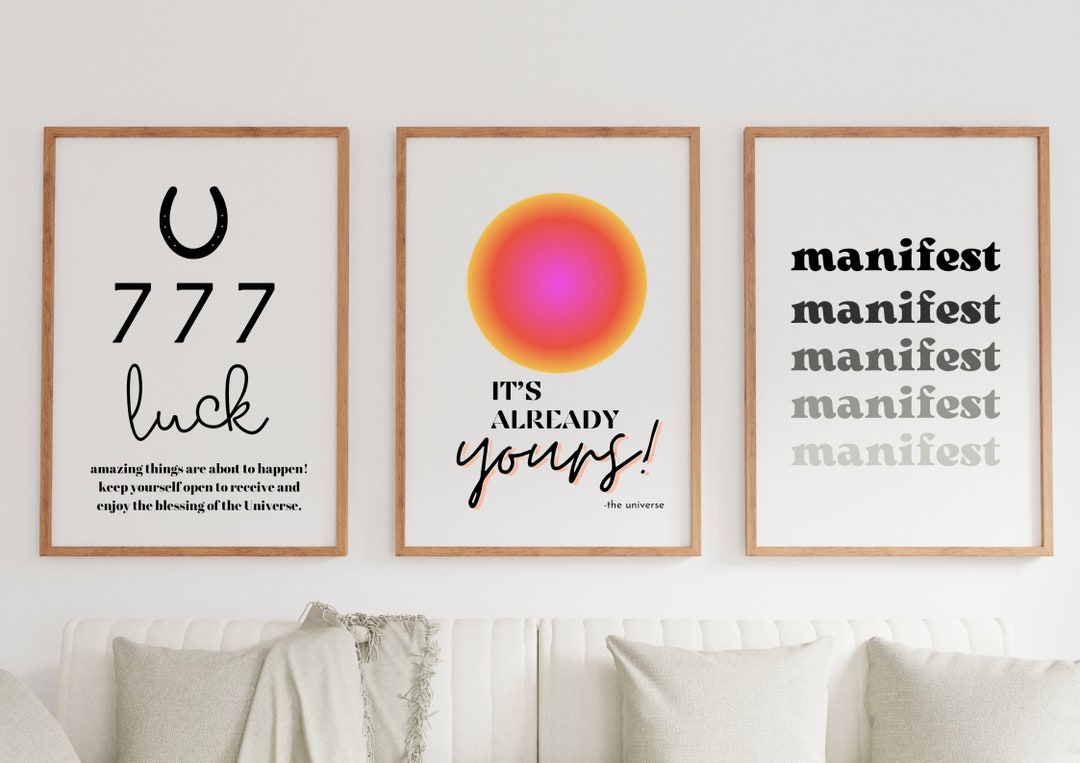 Manifestation Art Print, Manifest Poster, Aesthetic Retro Wall Art, 90s ...