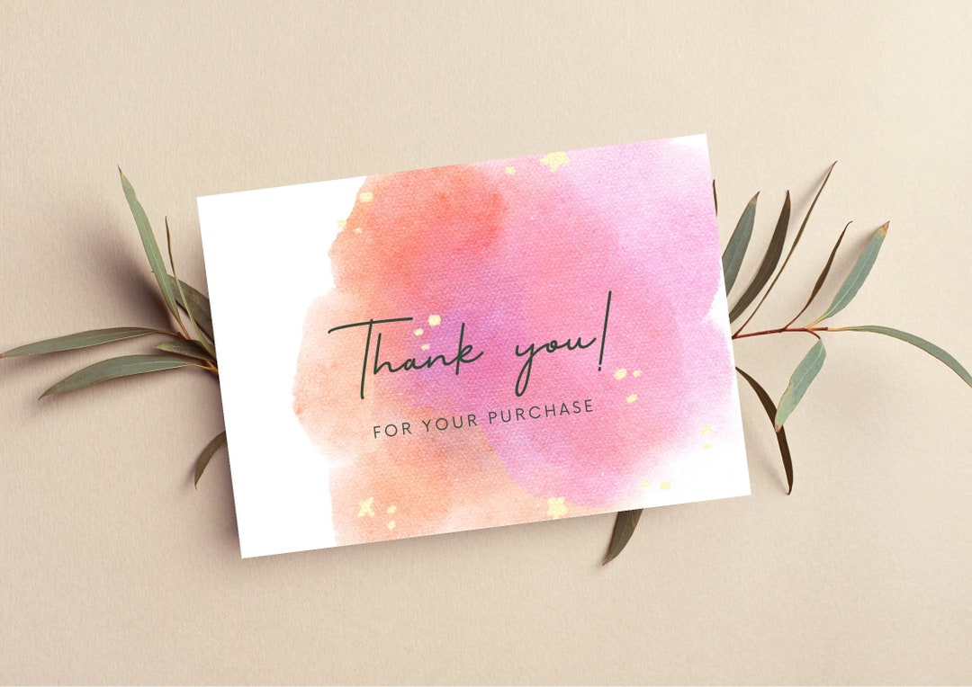 Thank You Card, Digital Thank You Card, Watercolor Thank Your Card - Etsy