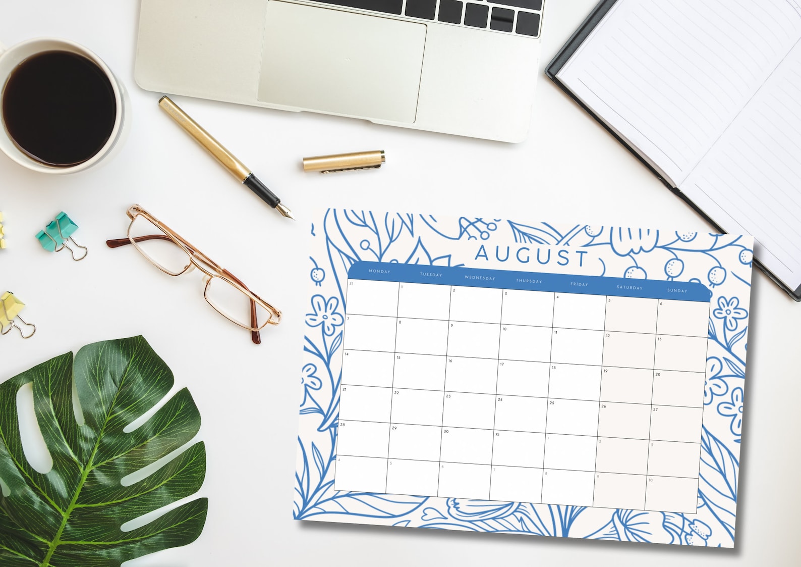 August Calendar 2023 Printable Floral Minimal Cute Calendar - Etsy
