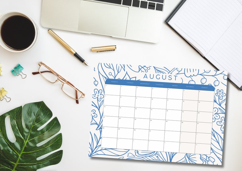 August Calendar 2023 Printable Floral Minimal Cute Calendar - Etsy