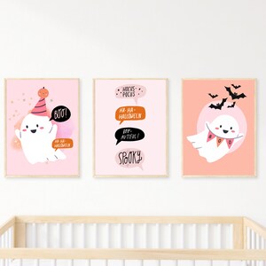 Pastel Halloween Decor, Girl Kids Halloween Ghost Wall Art Printable ...