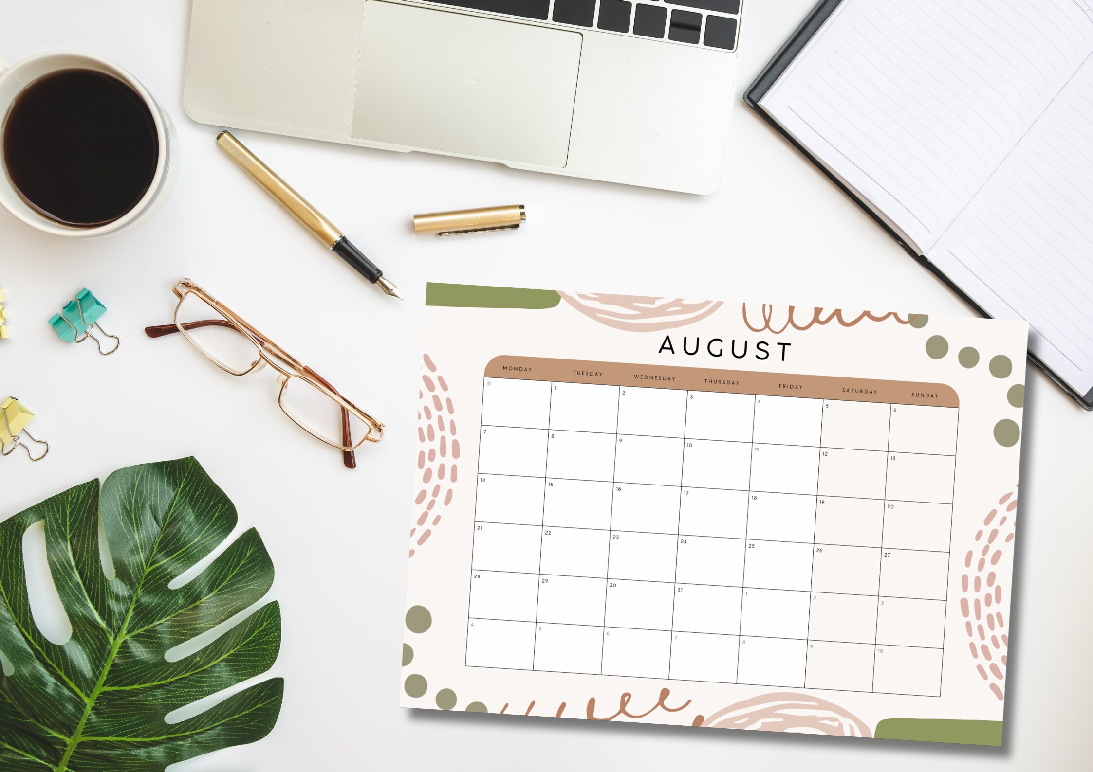 August Calendar 2023 Printable, Minimal Cute Calendar A4/A5 Sizes ...
