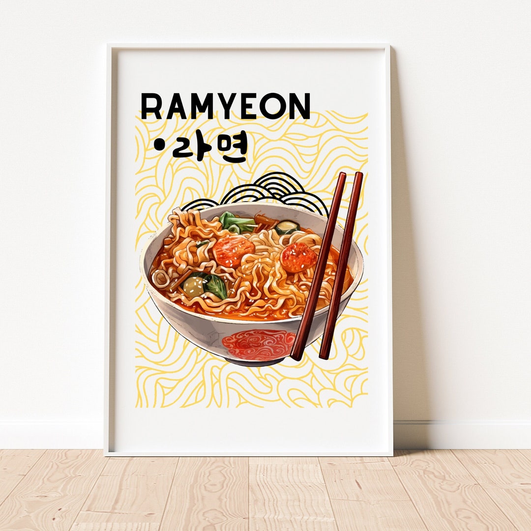 Korean Food Poster, Korean Ramen, Kitchen Decor, Ramen Wall Art ...