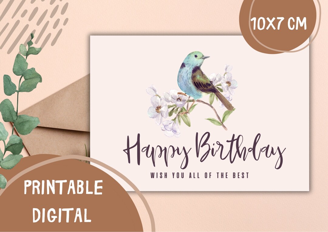 Printable Birthday Card, Download Instant Birthday Card, Happy Birthday ...