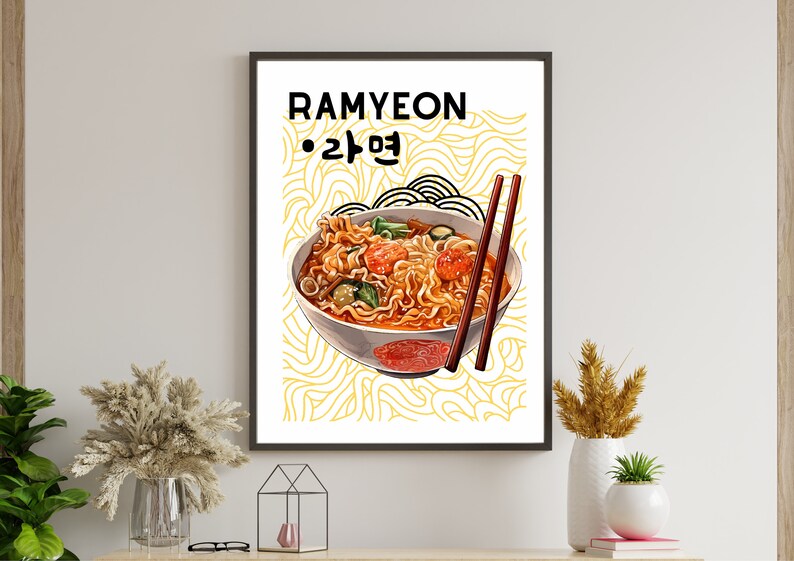 Korean Food Poster, Korean Ramen, Kitchen Decor, Ramen Wall Art ...