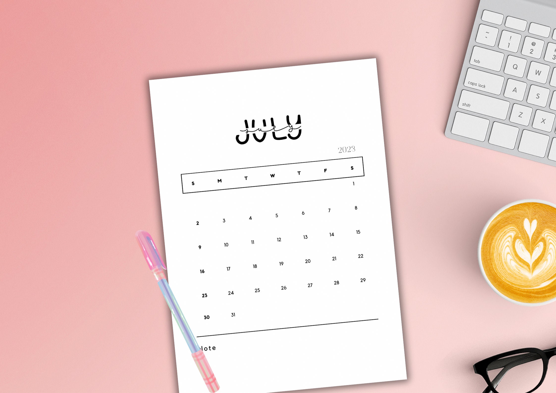 Printable Minimalist July 2023 Calendar, Aesthetic Wall Calendar A4 ...