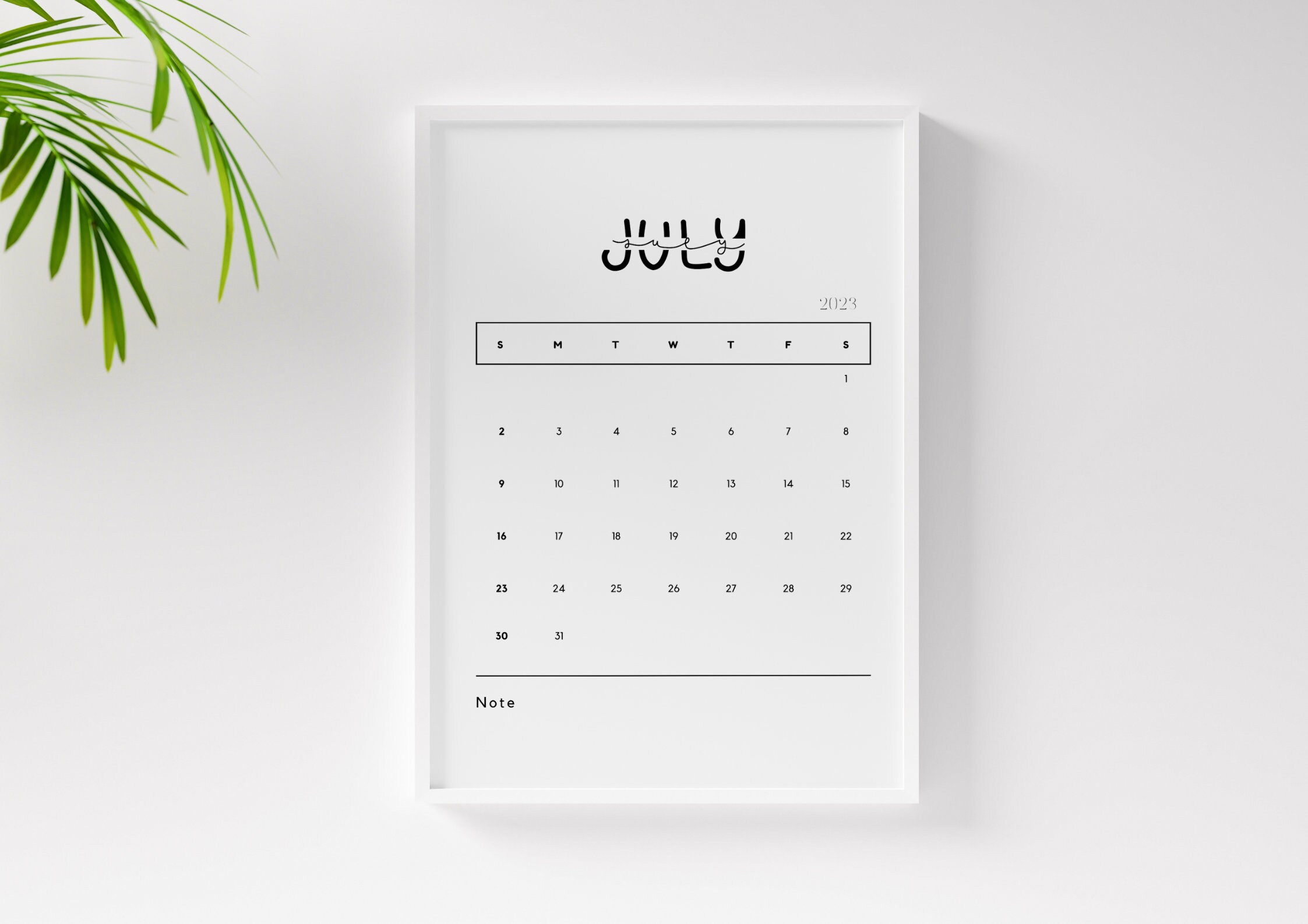 Printable Minimalist July 2023 Calendar, Aesthetic Wall Calendar A4 ...